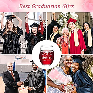 Modwnfy Funny Masters Graduation Gifts, Look At You Getting Your Master’s Stemless Wine Glass, College Graduation Gifts for Her, 17 Oz Graduation Wine Glass for Graduation Party Christmas Birthday