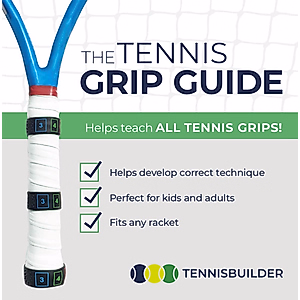 The Tennis Grip Guide by Tennisbuilder | Designed for Adults and Kids Tennis Racket | from Advanced to Beginner Tennis Players (Large, 3 Pack)