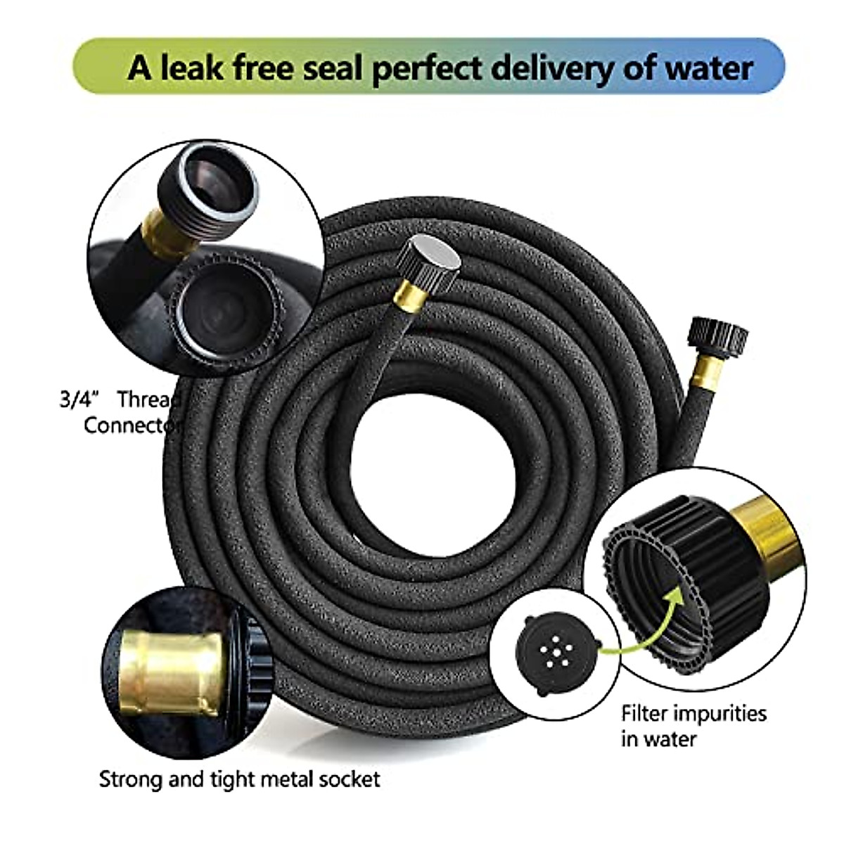 Holldoor Soaker Hose 100 Ft for Garden Beds with Soaker Hose Fittings, 1/2’’ Diameter Soaker Hose for Garden, 70% Water Saving Drip Hoses for Lawn, Landscaping, Garden(100 FT)