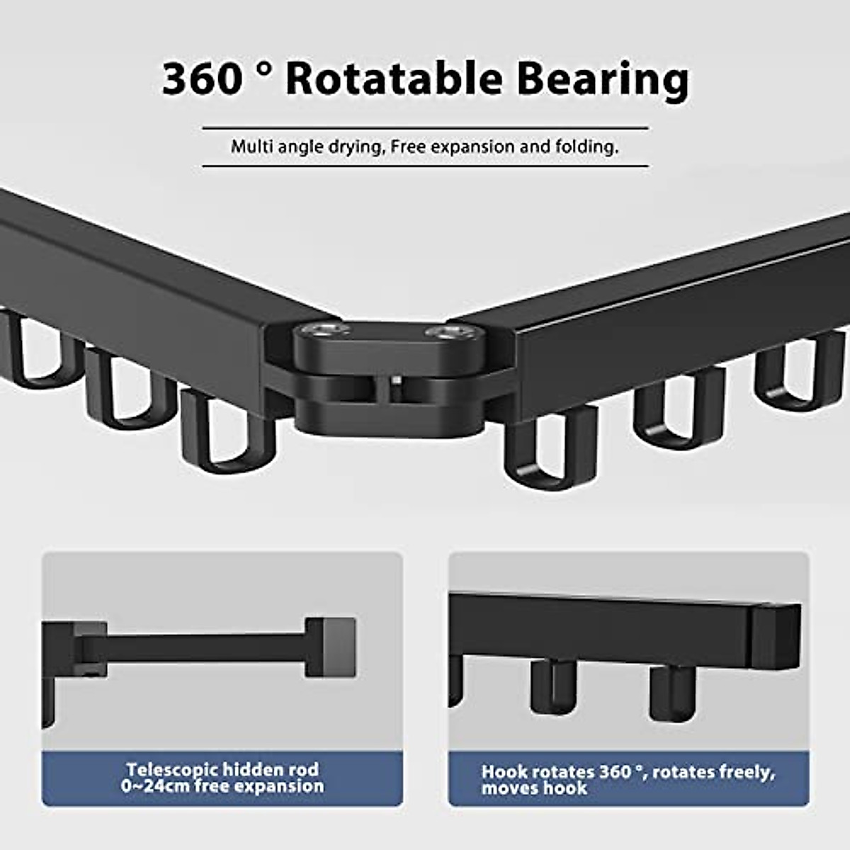 Knovein Wall Mounted Drying Rack Laundry Clothes Hanging Rack Collapsible Retractable for Laundry Room Organization, Balcony, Wardrobe, Bathroom (3 Poles)