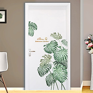 DALJIAFA Big Green Leaf Wall Stickers Tropical Plant Leaves Window Decals Wall Murals Wall Art Decor Sticker for Kids Home Living Room Bedroom Nursery Playroom Jungle Party Decor Decorations Supplies