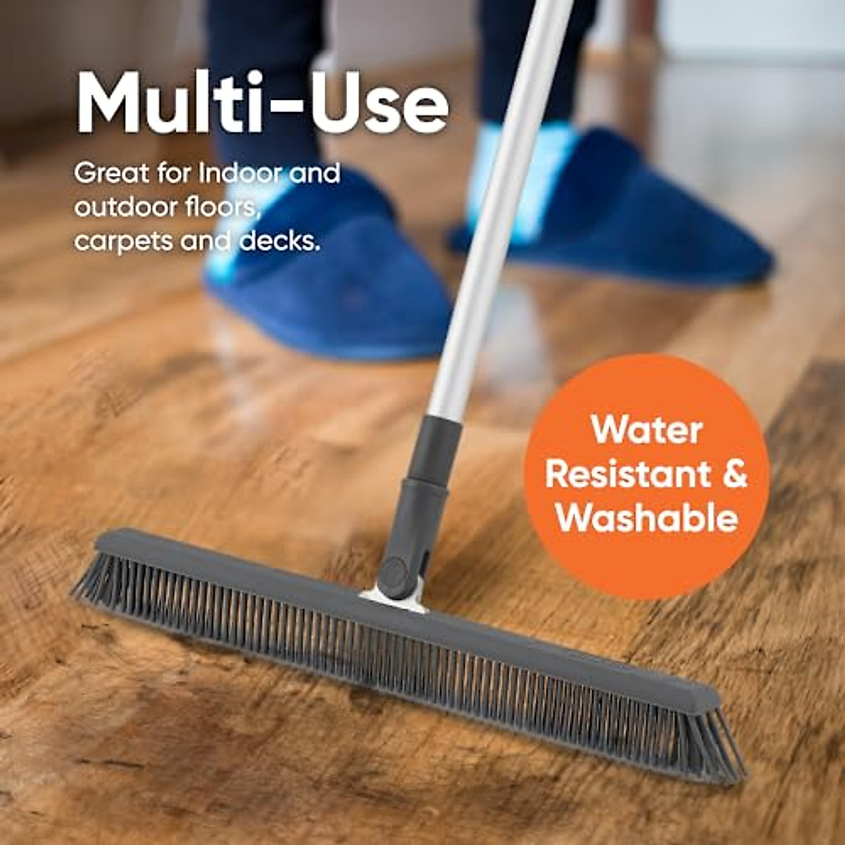 Silicone Broom Head, Rubber Broom for Pet Hair Hardwood Floor, Silicone Brooms for Floor Cleaning, Pet Hair Rubber Broom for Pet Hair on Carpet, Slim Hair Broom for Carpet, by Superio Head Only