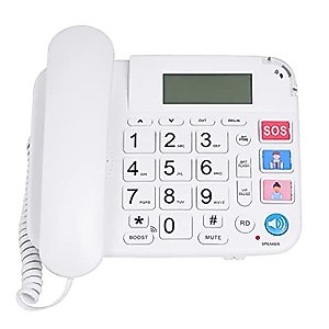 NewPal Hands-Free Dial Photo Memory Corded Phone,No Need to use Batteries,Energy efficient,Corded Telephone Big Button with Speaker, SOS Desk Telephones Easy Ready Digit Numbers, White