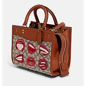 COACH Rogue 25 B4 Multi Lips Signature Jacquard (Brass/Cocoa Burnished Amb)