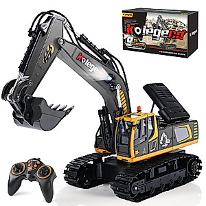kolegend Remote Control Excavator Toy 16 Inch, 11 Channel RC Construction Vehicles Hydraulic Haulers Digger Toys Gift for 6 7 8 9 10 Years Old Kids Boys