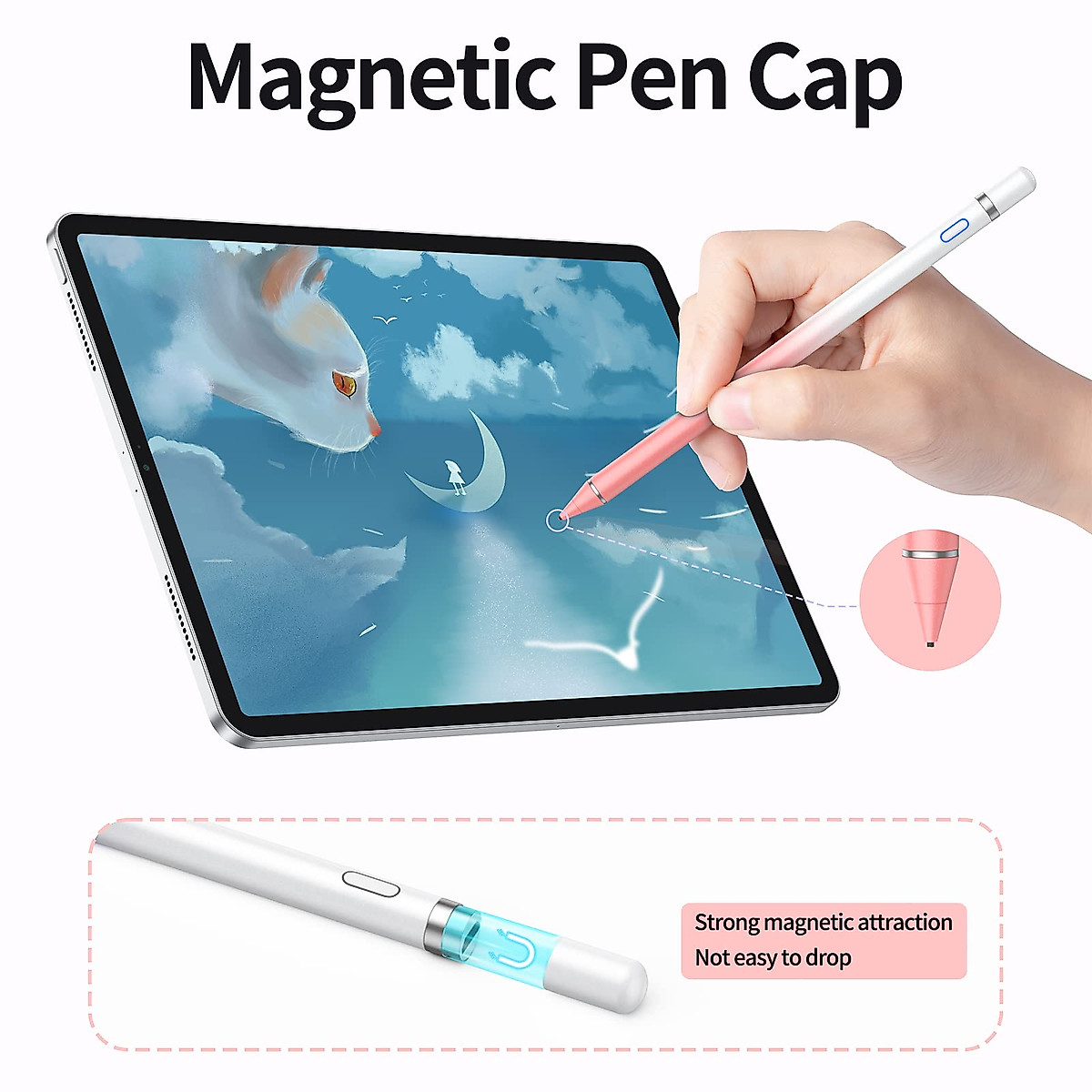 Active Stylus Pens for Touch Screens, Digital Stylish Pen Pencil Rechargeable Compatible with Most Capacitive Touch Screens