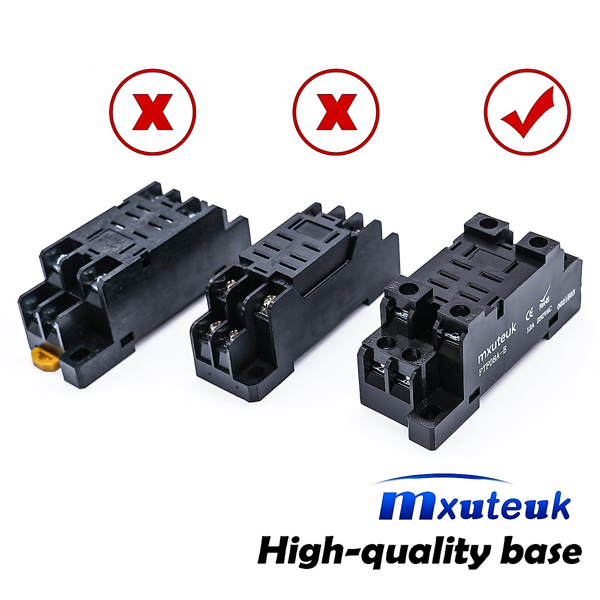 mxuteuk 2pcs JQX-13FL DC 12V Coil 8 Pin 10A DPDT LED Indicator Electromagnetic Power Relay, with Base, with DIN Rail Slotted Aluminum