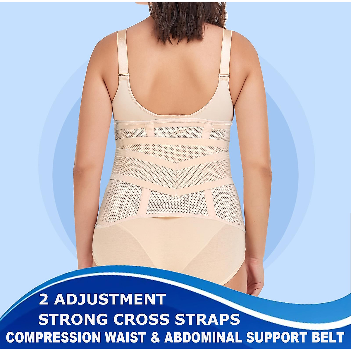 Moolida Abdominal Binder Post Surgery Postpartum Belly Band Belly Wrap Hernia Belt Stomach Compression Wrap C-Section,Nude,L