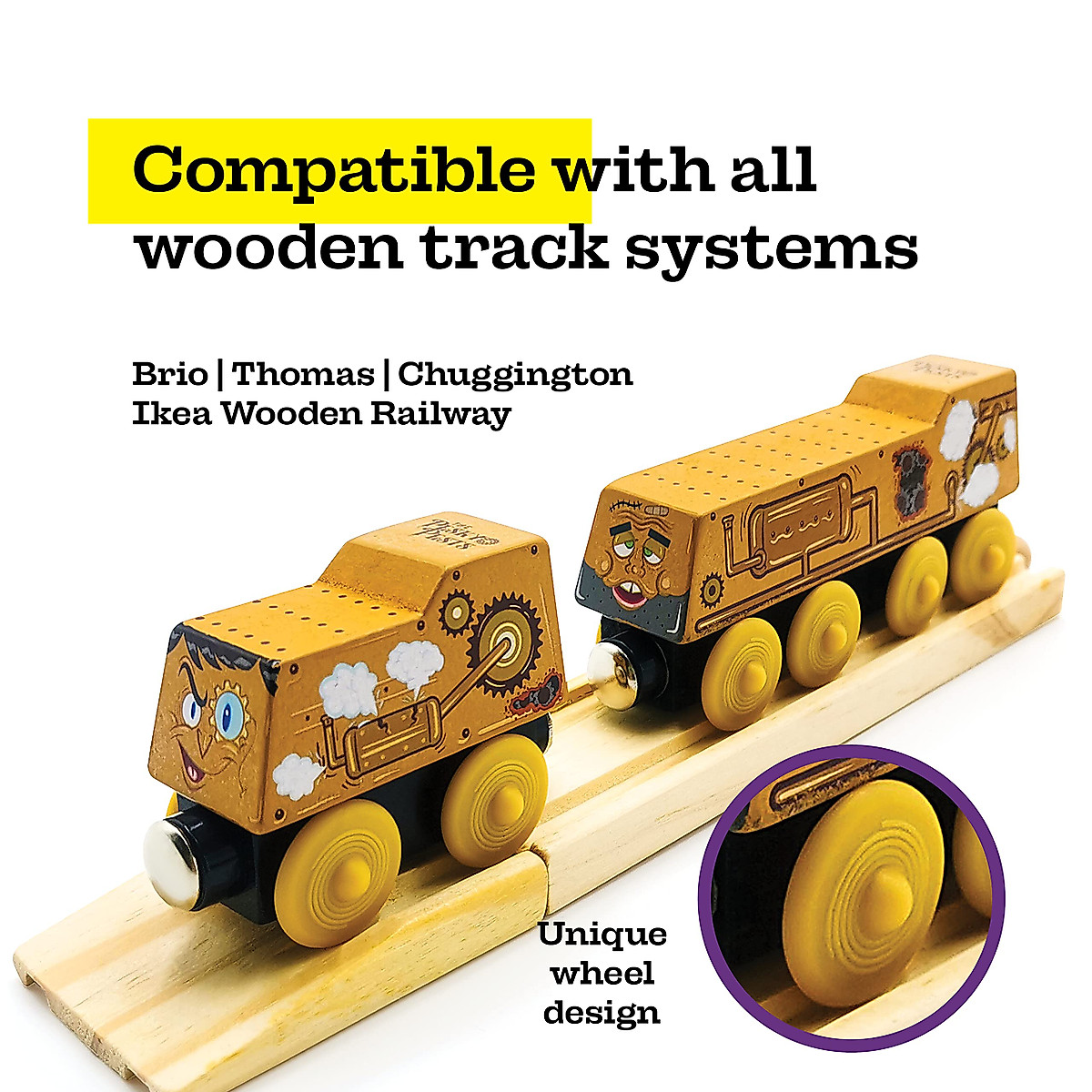 Zany Trains Series 1 - Wooden Train Set with Cargo - Compatible with All Wooden Train Sets - Wooden Train Cars (The Pesky Pests)