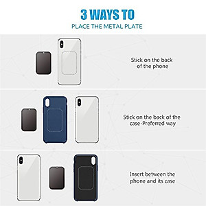 WixGear Metal Plates (8 Pack) with Adhesive for Magnetic Cradle-Less Mount - 4 Rectangle and 4 Round (Compatible with Magnetic Mounts) (Black)