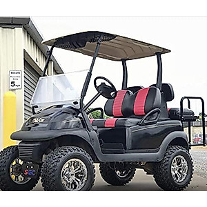 Club Car Precedent "STAPLE ON" Golf Cart Seat Cover With Matching Rear Facing Seat Cover (2 Stripe)