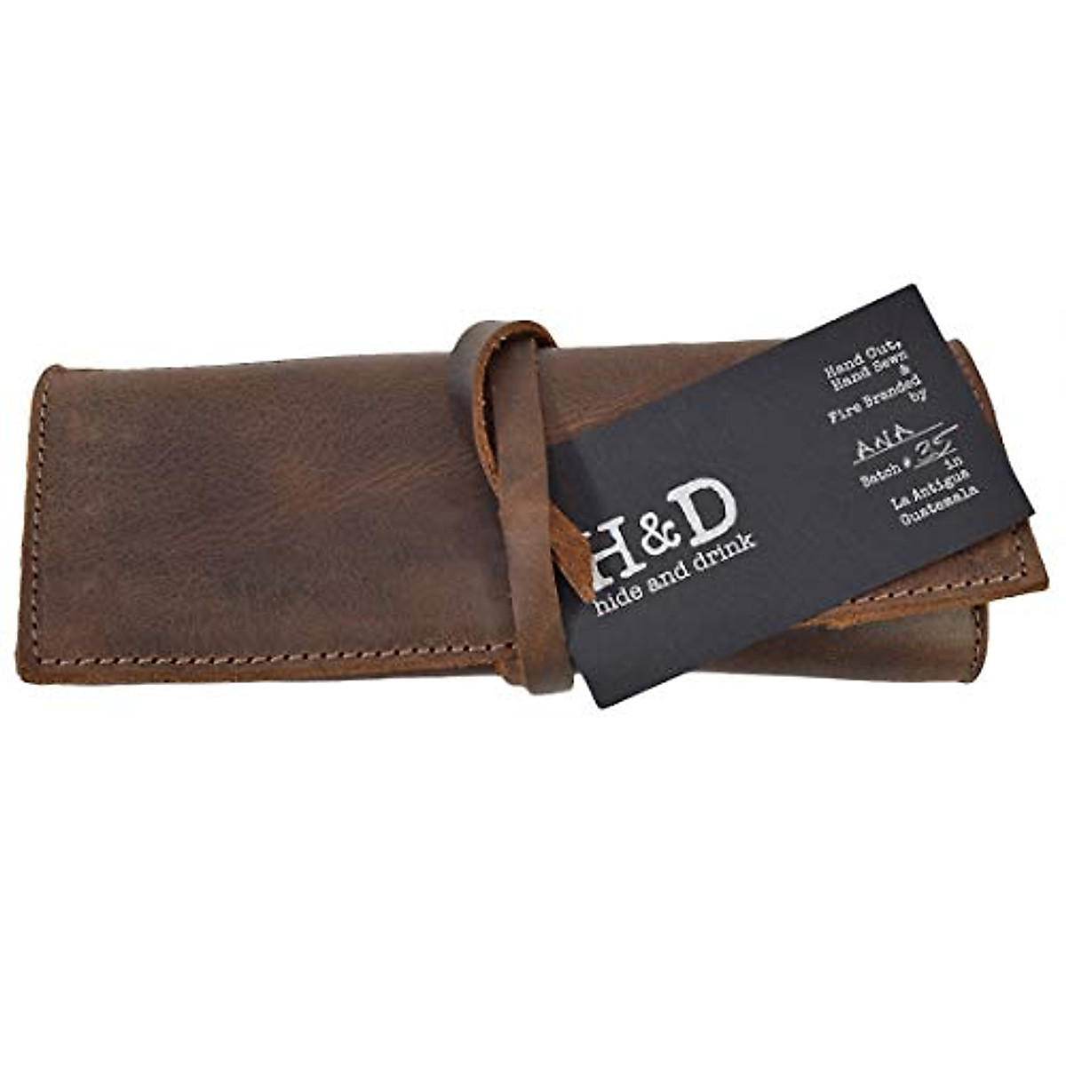 Hide & Drink, Leather Rollup Pen / Pencil Storage Case / Pouch Organizer Handmade Includes 101 Year Warranty :: Bourbon Brown
