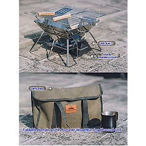 CAMPINGMOON Stainless Steel Portable Camping Grill & 8pcs of 13.8-inch Long Double Prong BBQ Skewers MT-2+MK-8