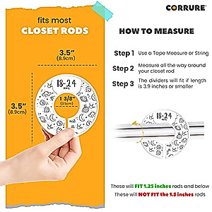 CORRURE Baby Closet Size Dividers - Complete Set of 12 Closet Dividers for Baby Clothes from Newborn to 24 Months - Best Nursery Closet Hanger Organizer for Baby Boy or Girl - Ideal Baby Gift (White)