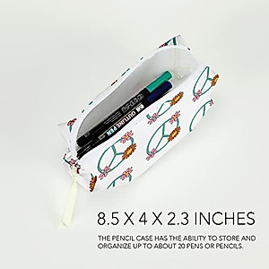 Pencil Pouch Pencil Case Pencil Bag Pen Case Pouch Box Organizer for Teen Girls Boys School Students Waterproof Zipper Pouch for Office Supplies Makeup, Groovy Hippie Retro Flower Peace Sign Decor