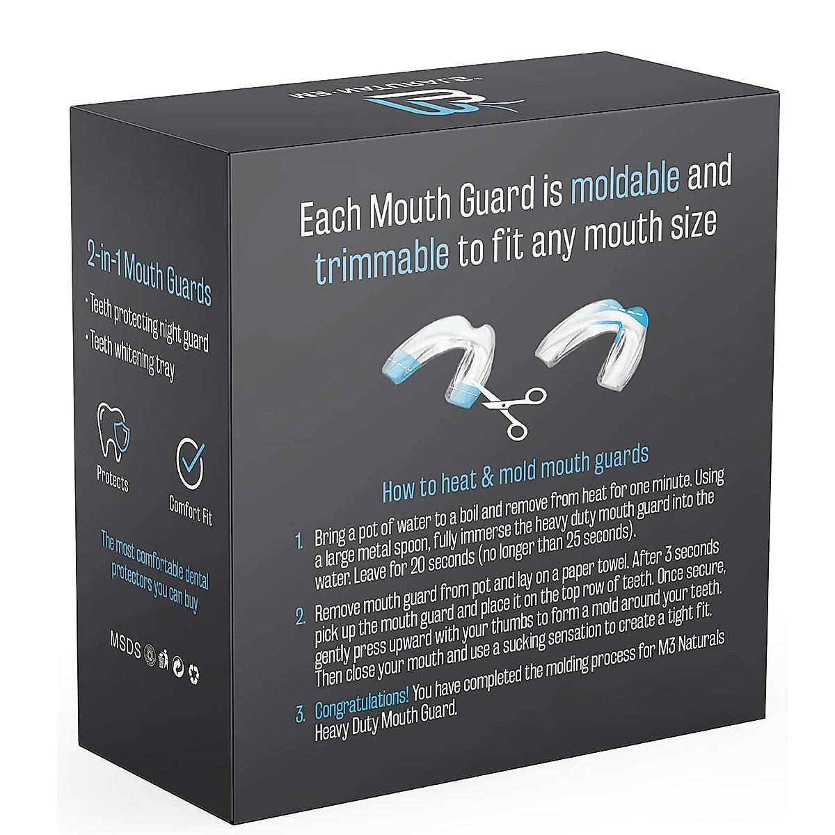 Mouth Guard for Grinding & Clenching Teeth BPA Free 4 Guards for Adults & Kids Dental Guards Bite Guards Night Guards for Teeth Grinding Teeth Grinding Mouth Guard for Sleep by M3 Naturals