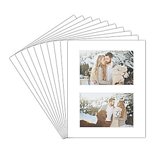 8x10 White Mat for (2) 4X6 Pictures - Pack of 10 - White Core Bevel Cut Acid-Free Mat Boards for Artworks, Prints, Photographs - Great for Weddings, Engagements, Graduations - Signature Friendly