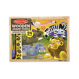 Melissa & Doug African Plains Safari Wooden Jigsaw Puzzle With Storage Tray (24 pcs)