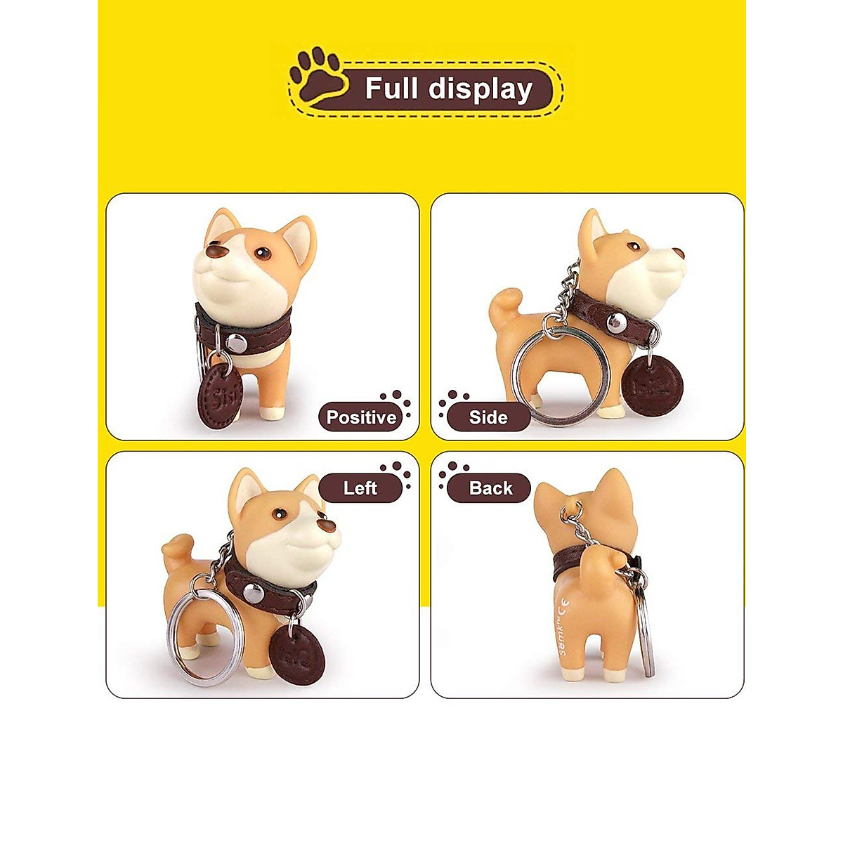 DomeStar Cute Dog Key Chain, Shiba Inu Keyring Keychain for Boys Girls Kids Children Adults, Super Adorable Dog Key Ring