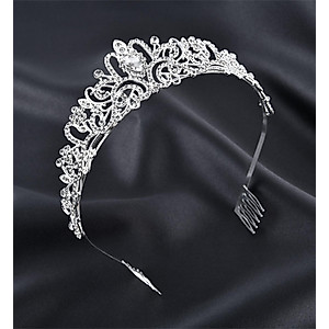 Sparkling Crystal Princess Tiara for Women Crown Queen Fashion Headband for Wedding Birthday Bride Bridal Prom Party Valentines Mothers Day Gifts Silver