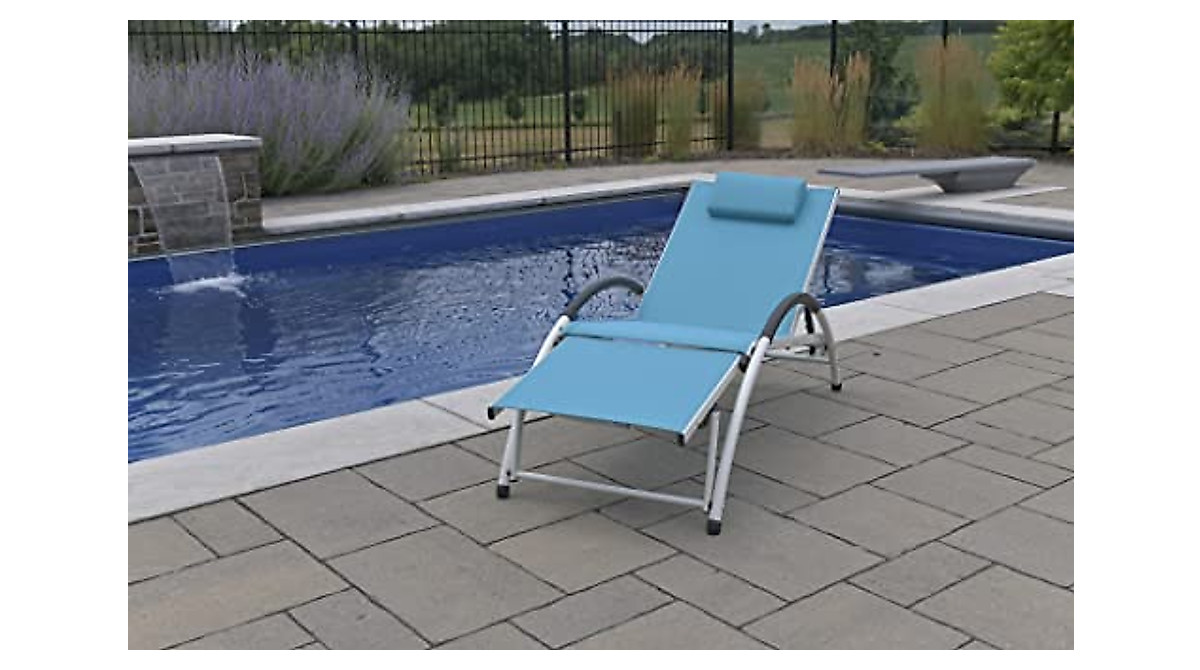 Vivere Dockside Sun Lounger - Durable Aluminum, Turquoise Style