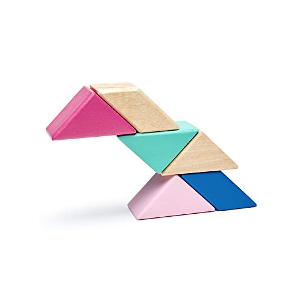 6 Piece Tegu Pocket Pouch Prism Magnetic Wooden Block Set, Blossom