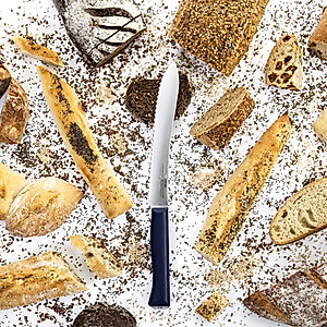 Opinel Intempora Bread Knife – Serrated, Curved Blade for Slicing Bread and Tough Rinds, High Carbon Sandvik Steel Blade, Made in Portugal, Silver,One Size,254528