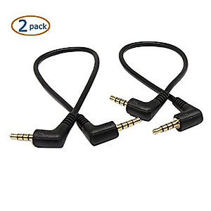 SinLoon 3.5mm TRRS Cable, (2-Pack) Gold Plated 90 Degree Right & Left Angled 3.5mm Stereo 4-Pole Male to Male Auxiliary Audio Cable for Smartphones,Tablets,Players Microphone(4-P,9inch)