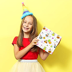 NEPOG Birthday Wrapping Paper for Kids Boys Girls, Colorful Owls Design Gift Wrapping Paper, Cute Animals 6 Sheets Folded Flat 20x28 inches per Sheet for Birthday Party Baby Shower Kindergarten