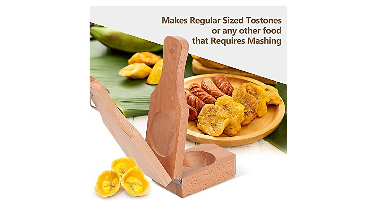 Wooden Plantain Press & Tostones Maker – 2-in-1 Caribbean Crisps