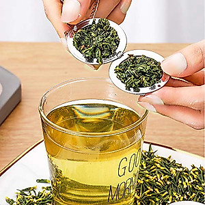 2pcs Tea Infuser, Scdom Stainless Steel Ball Mesh Tea Strainer, Amethyst & White Crystal Moon Pendant Tea Ball Tea Filter with Extended Chain Hook for Brew Fine Loose Tea and Spices & Seasonings