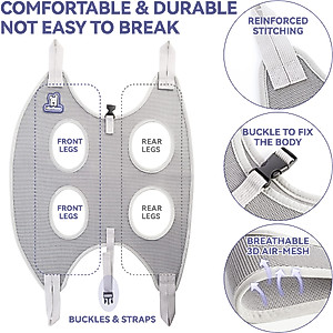 Loflaze Dog Grooming Hammock Harness for Dogs & Cats with Pet Nail Clipper Trimmer - Cat Hanger Sling for Trimming Clipping Nails- Dog Hammock Restraint Bag for Small Medium Large Dog （ Grey S ）