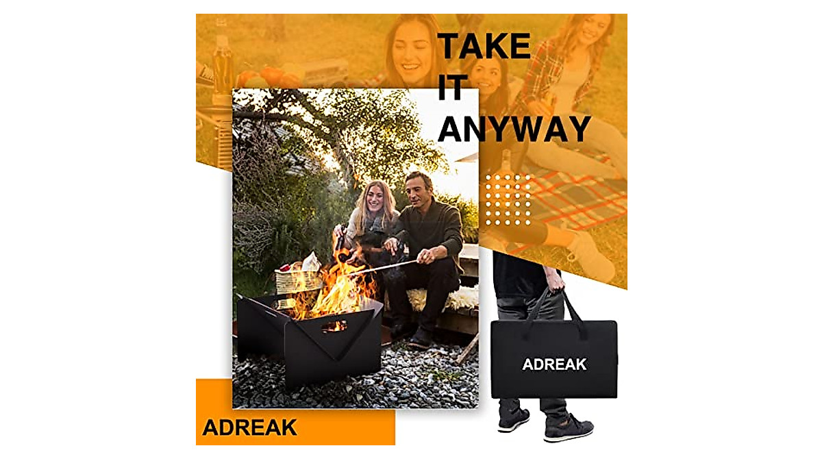 Adreak 18 Inch Fire Pit - Portable Steel BBQ & Bonfire Solution
