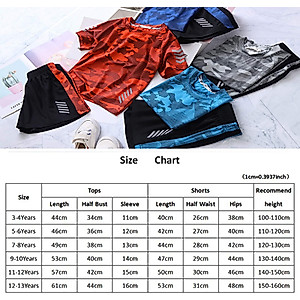 Jellyuu Boys Summer Clothing Sets Kids Short Sleeve Outfit Set Camouflage T-Shirt+ Shorts Sportswear Quick-dry 2Pcs (Green-mesh 9-10 Years)