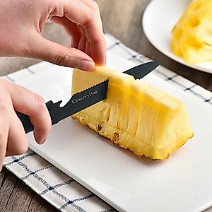 Dsmile 3 Pieces Stainless Steel Kitchen Knife Set (Chef Knife, Utility Knife, Paring Knife) with Clad Dimple and Knife Covers, For Chef Cooking Cutting