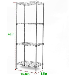 REGILLER 4-Tier Wire Shelving Unit Metal Storage Rack Adjustable Organizer Perfect for Pantry Laundry Bathroom Kitchen Closet Organization (Silver, 16.9L x 12W x 50H)