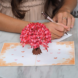 Paper Love Pop Up Cards 2 Pack - Includes 1 Heart Tree and 1 Sunflower, For All Occasions, Mother Day, Birthday, Just Because- Includes Envelope and Note Tag