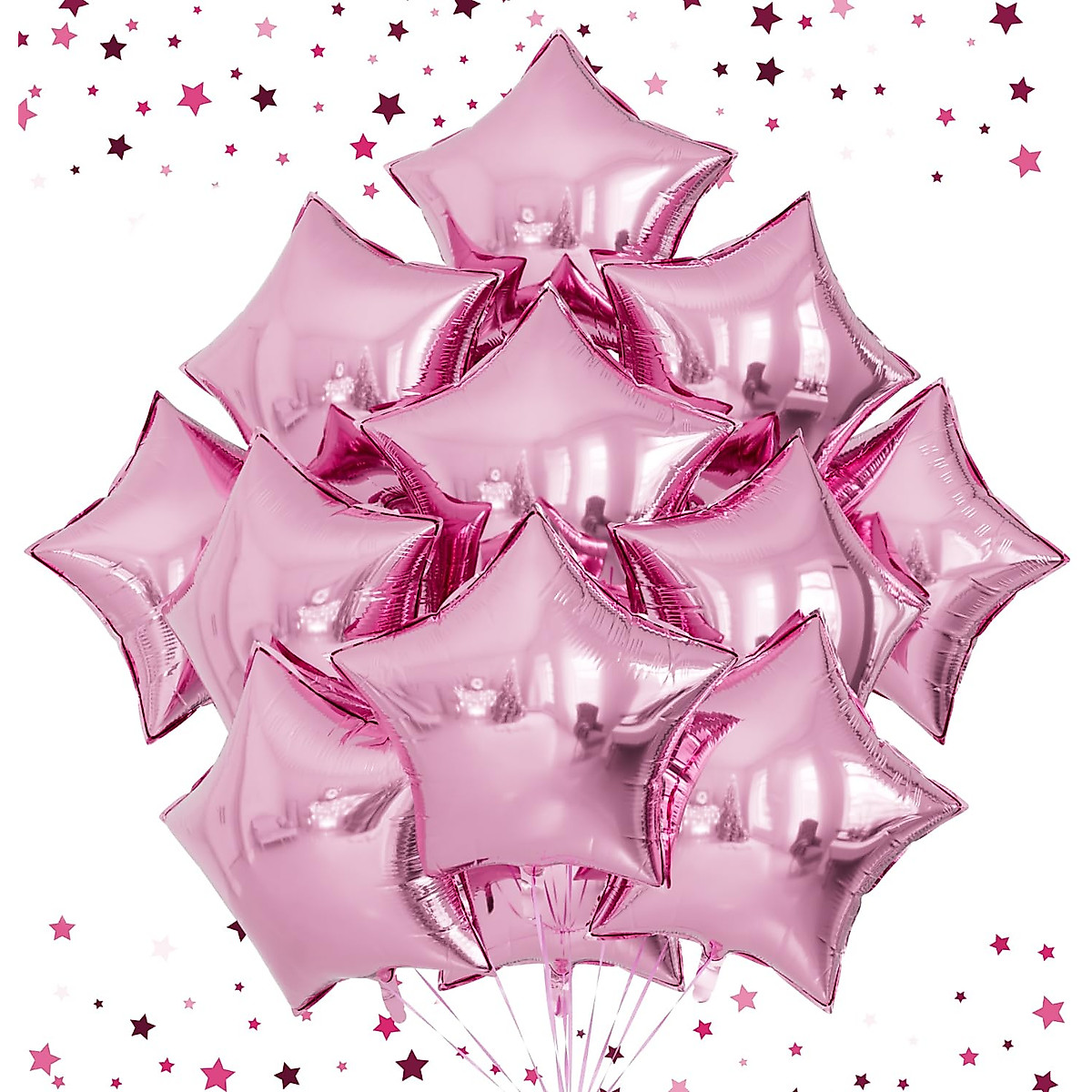 Adeyoo Pink Star Balloons,20Pcs 18 Inch Star Shaped Balloons Set,Large Foil Balloons Helium Mylar Balloons for Girl Christmas Birthday Wedding Anniversary Baby Shower Party Decorations Supplies