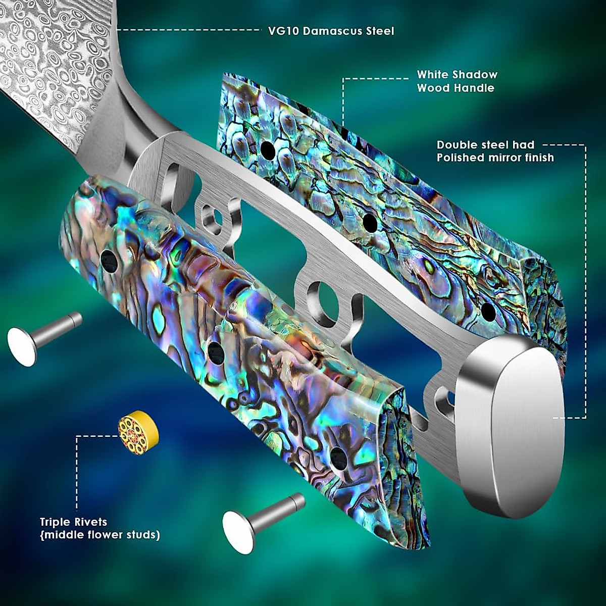 KEENZO Damascus Kiritsuke Knife 8 inch, Professional Chef Knife, Sharp Hand-Forged Kitchen Knives,Japanese 67-Layers Damascus Steel Butcher Knife,Ergonomic Handle with Gift Box