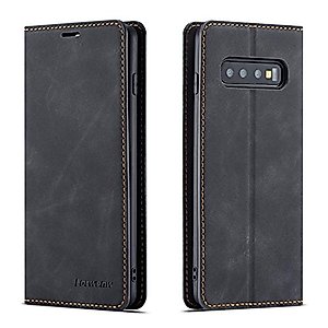EYZUTAK Premium PU Leather Flip Folio Case for Samsung Galaxy S8, Protective Case with Kickstand Card Slot Magnetic Closure Shockproof Wallet Cover for Samsung Galaxy S8 - Black