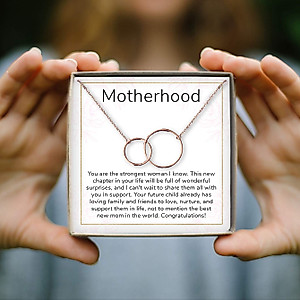 Dear Ava Infinity Interlocking Double Circle Connecting Necklace For Women - Modern Jewelry Pendant Love Gifting Idea for Her with Heartfelt Card - Gift for Motherhood Rose Gold