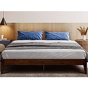 Acacia Mervyn 14 Inch Wood Platform Bed Frame Without Headboard, King, Chocolate