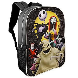 DISNEY Nightmare Before Christmas Backpack with Lunch Box - Bundle with 16” Nightmare Before Christmas Backpack, Lunch Bag, Stickers, Bookmark, More | Nightmare Before Christmas School Bag.