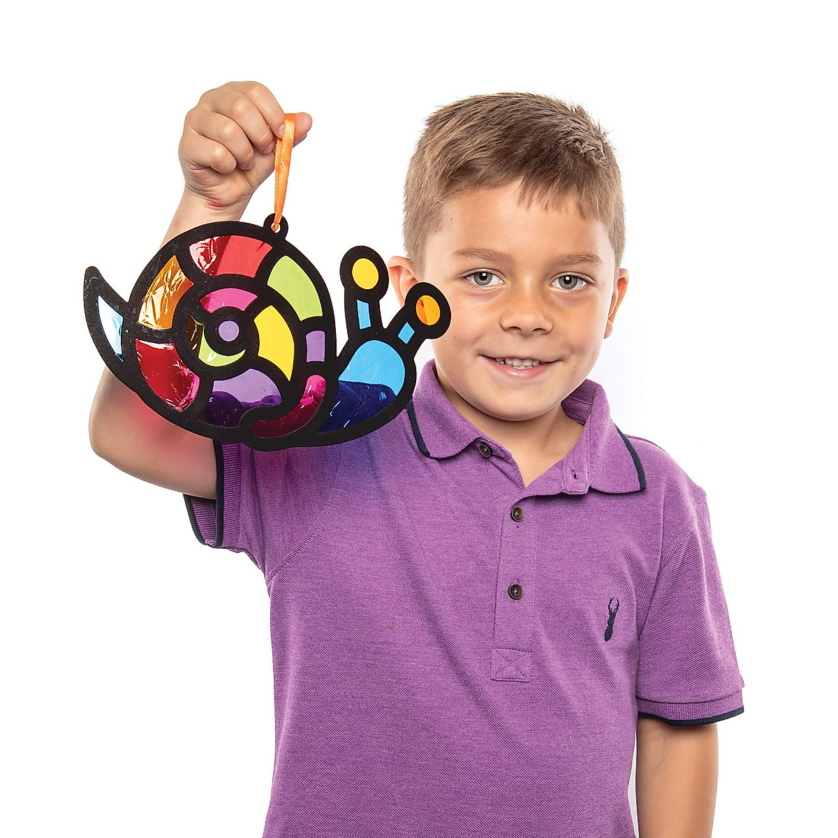 Baker Ross AT616 Bug Stained Glass Ornament Kits - Pack of 6, Ideal for Kids' Arts and Crafts, Educational Toys