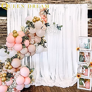 White Backdrop Curtains 2 Panels 5ft x 8ft Sheer Chiffon Backdrop Curtain Drapes for Birthday Party Wedding Decorations