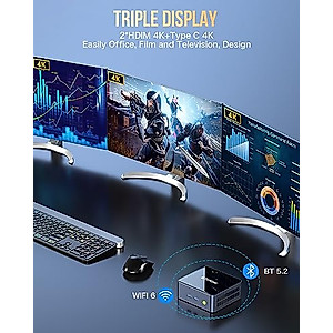 GMKtec Mini PC Windows 11 Pro Intel Core i7-11390H (Turbo 5.0 GHz) 1TB SSD 16GB DDR4, Desktop Mini Computers WiFi 6, USB3.2, BT 5.2, DP, HDMI, RJ45 2.5G