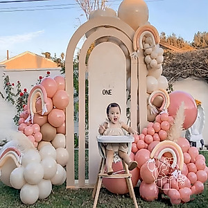 156pcs Dusty Pink Sand White Gold Balloon Garland Kit Arch, 5''/12''/18'' Different Sizes Retro Dusty Rose Blush Latex Balloons For Wedding Engagement Baby&Bridal Shower Birthday Party Decoration