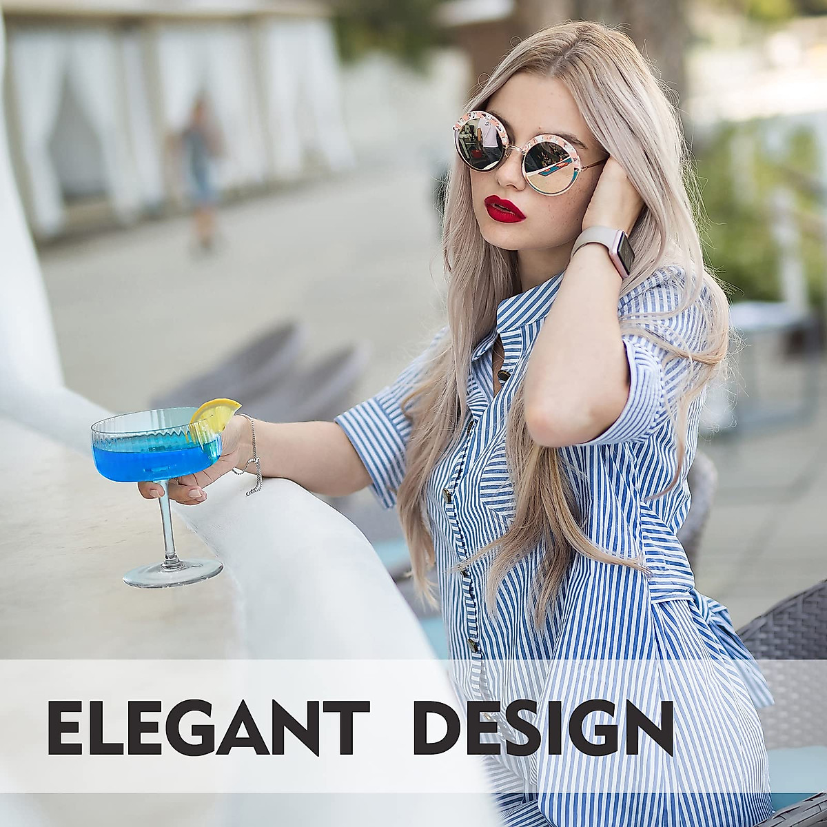 ROXBURGH Martini Glasses | Vintage Art Deco Crystal Champagne Coupe Glasses Set of 4 with 4 Cocktail Picks | 9 oz Ribbed Classic Cocktail Glassware for Champagne, Wine and Manhattan