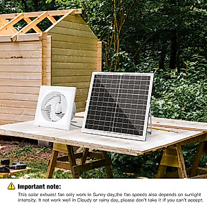 blessny Solar Powered Exhaust fan, 20W Solar Panel + 8" High Speed Ventilation Vent Fan for Outside Greenhouse, Chicken Coop, Shed, Pet House, Attic