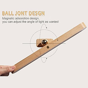 LANDGOO Vanity Lights, Wooden 360° Magnetic Rotatable, USB Rechargeable, Battery Operated, Dimmable LED Lighting Bar for Makeup Mirror, Bedroom, Bathroom, Household (Brown, 1PC)